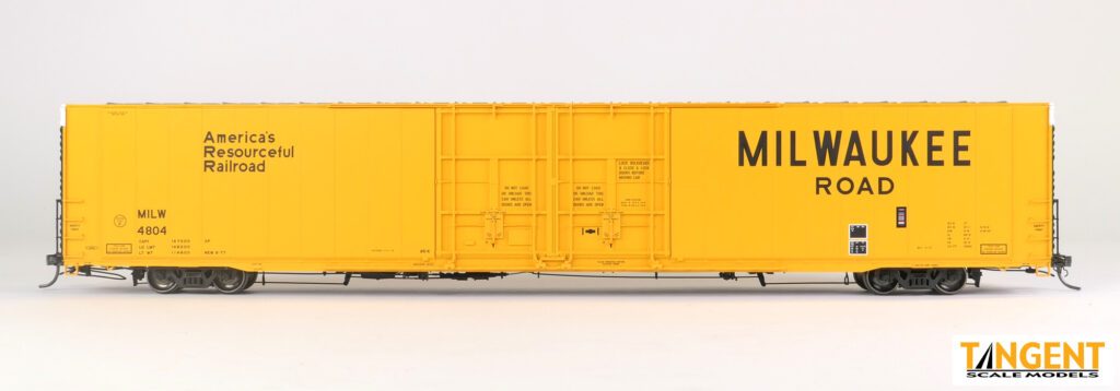 Milwaukee Road (MILW) "Delivery 1977 Yellow" Greenville 86' Double Plug Door Box Car - Tangent ...