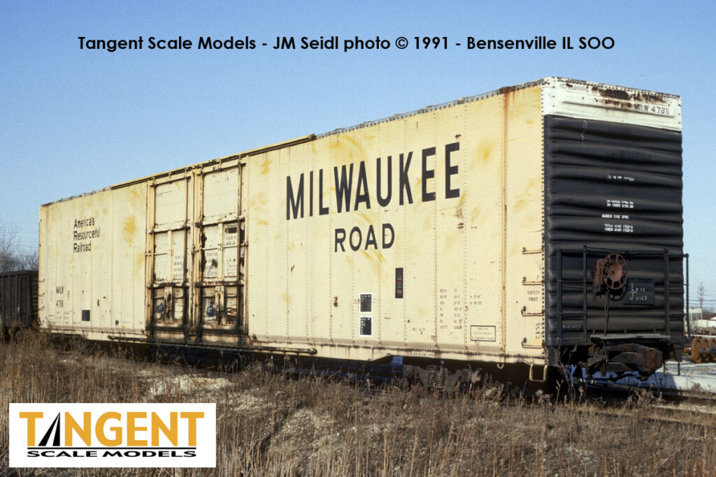Milwaukee Road (MILW) "Delivery 1977 Yellow" Greenville 86' Double Plug Door Box Car - Tangent ...