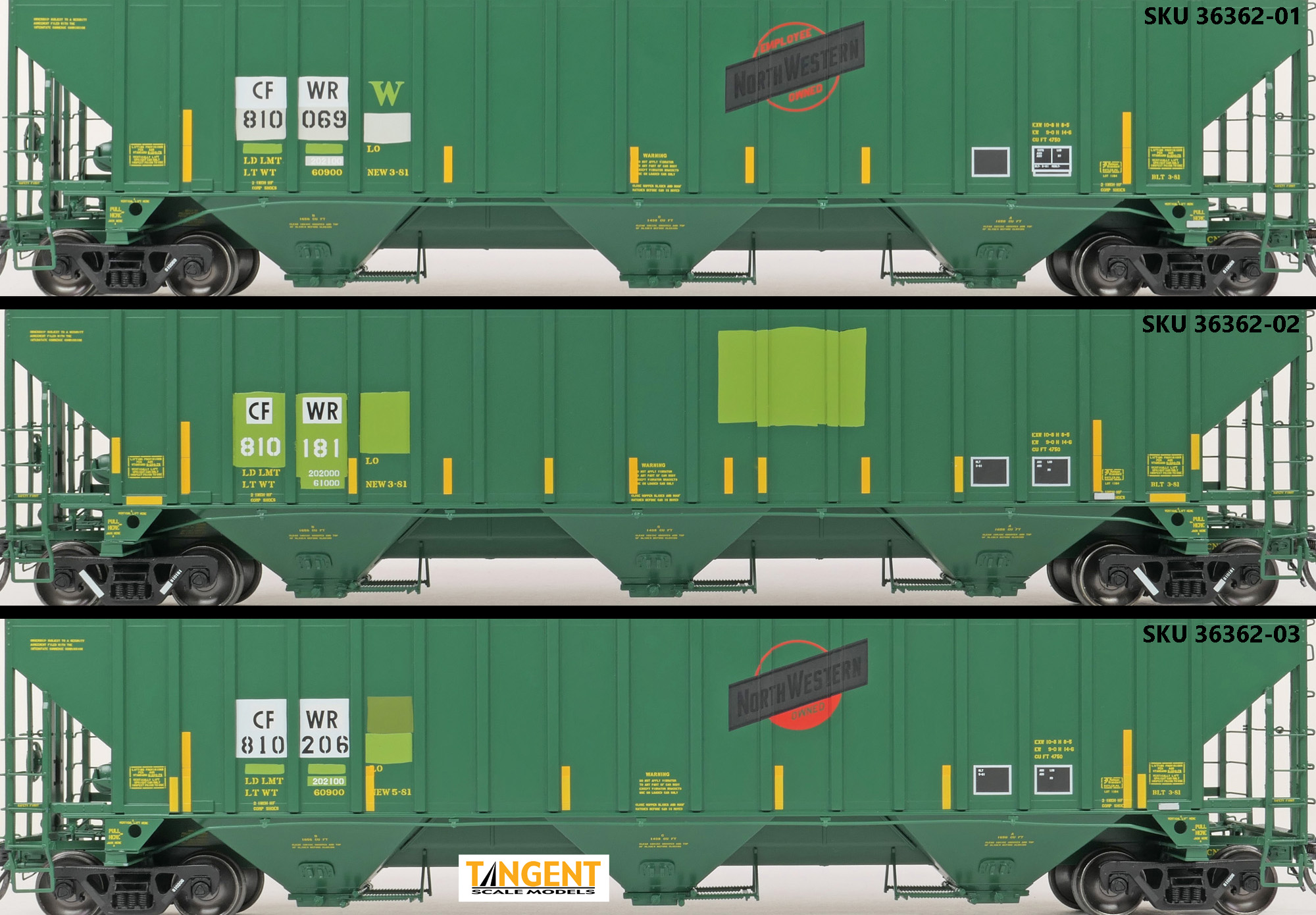 Caney Fork and Western Railroad (CFWR) "ex-CNW Restencil" 2021+ PS4750 Covered Hopper - Tangent ...